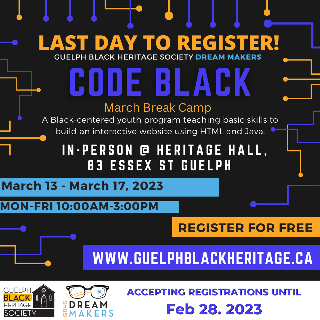 Code Black March Break Camp | Guelph Black Heritage Society